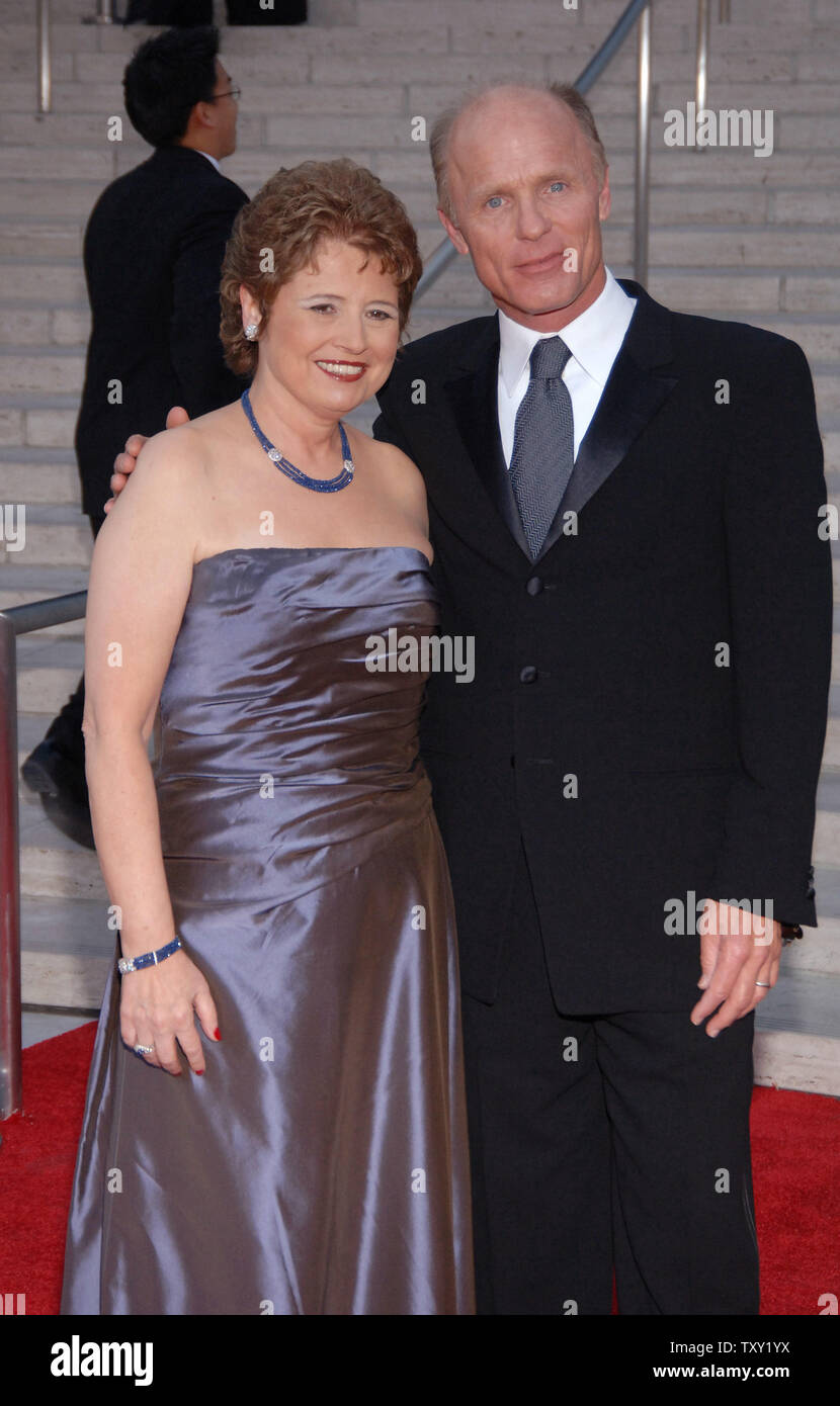 Actor Ed Harris (R) and Deborah Borda, President of the Los Angeles ...