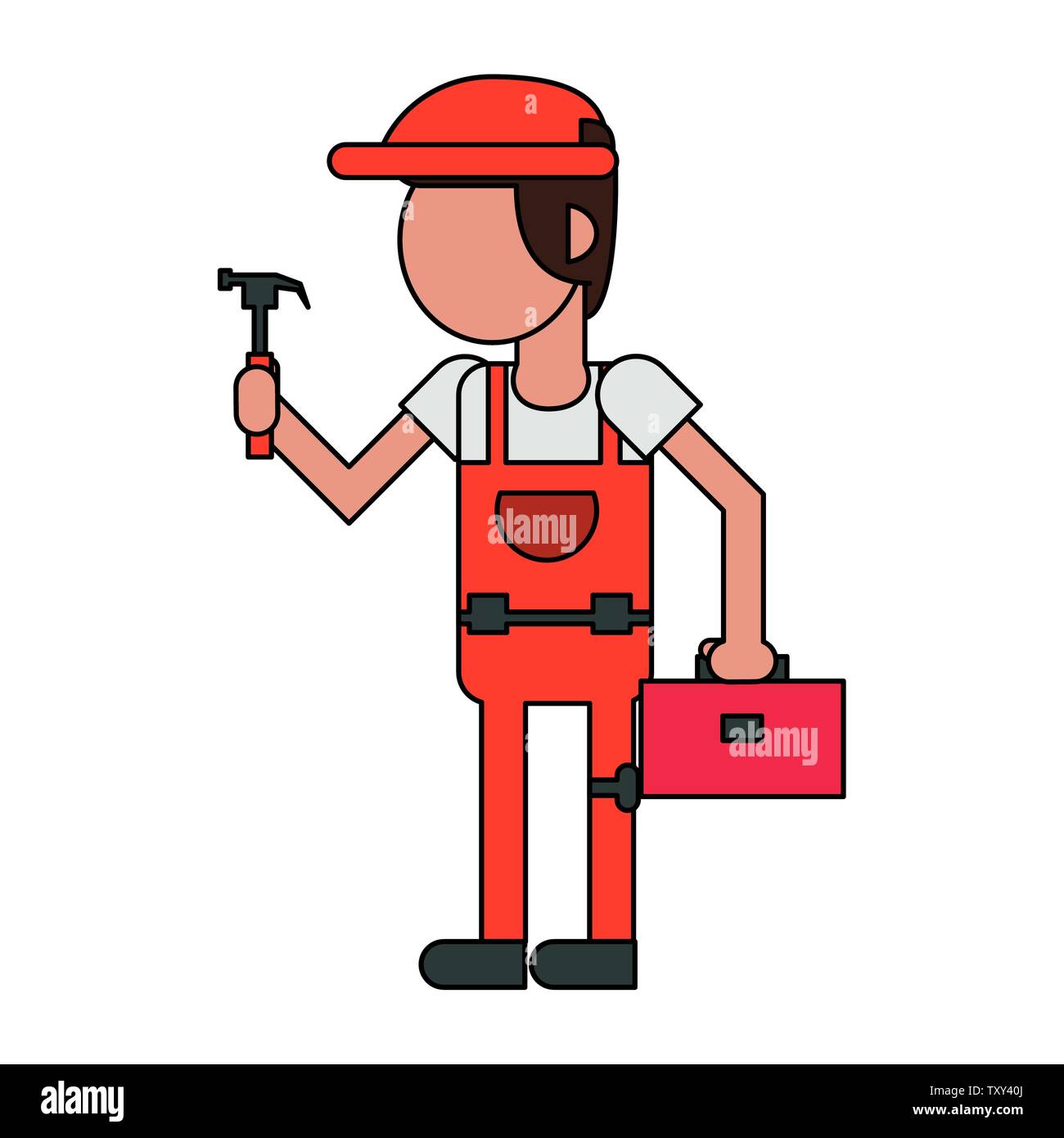 Construction worker smiling cartoon isolated faceless Stock Vector ...