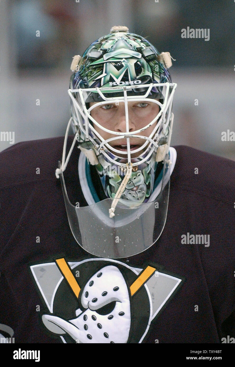 Anaheim mighty ducks goaltender jean sebastien hi-res stock photography ...