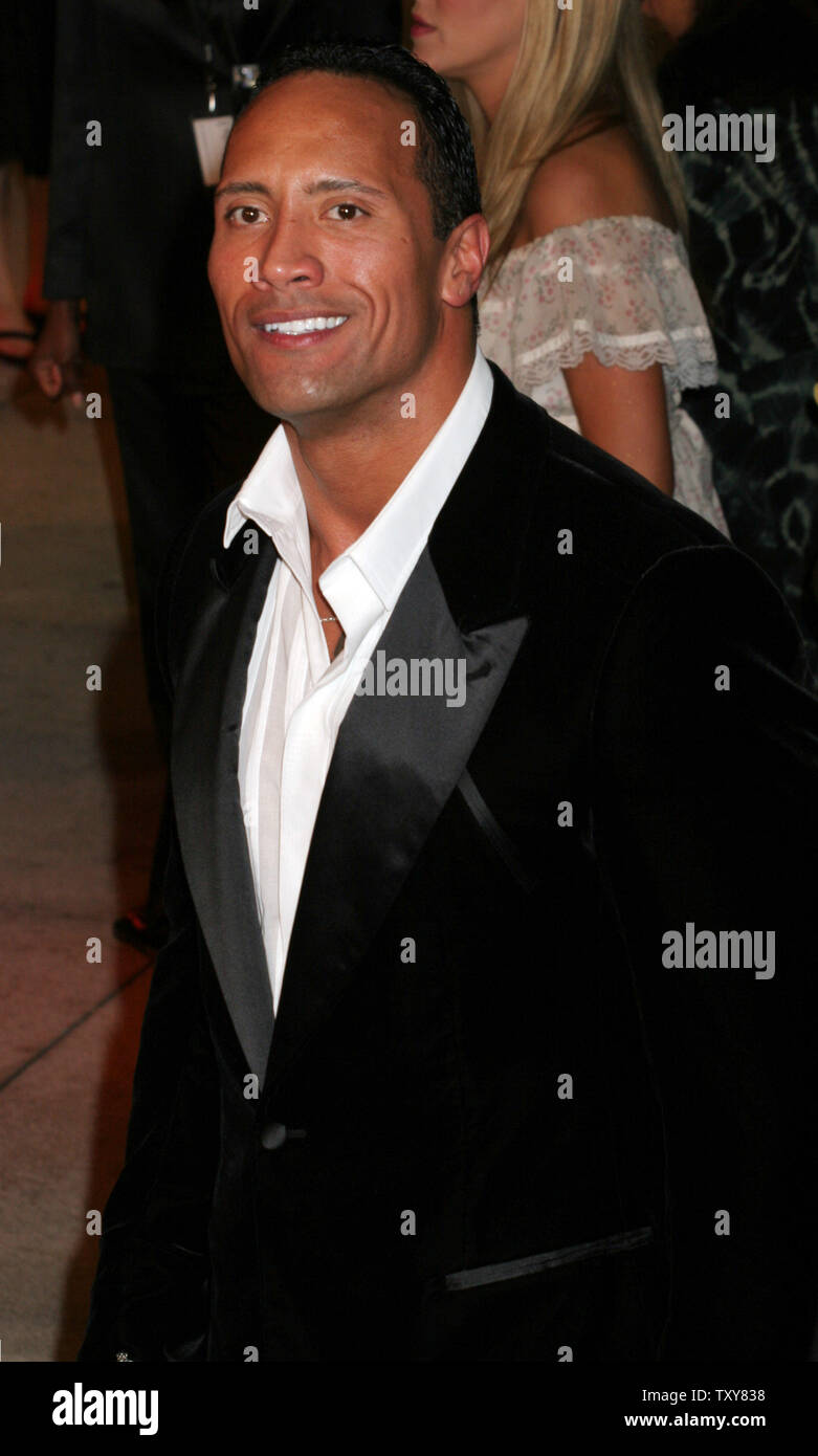 Actor Dwayne "The Rock" Johnson arrives on the red carpet at the Vanity ...