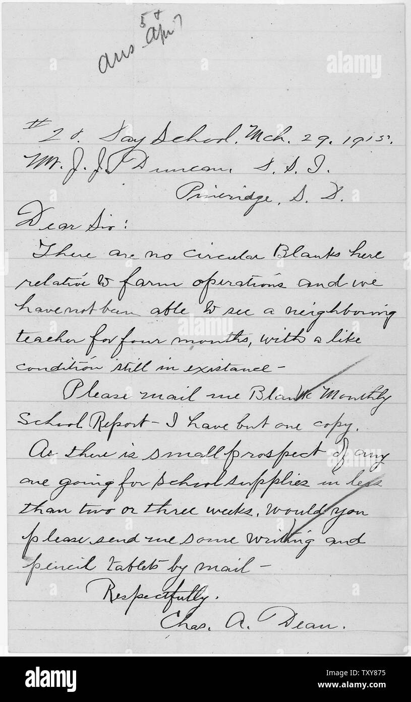 Charles A. Dean, Day School Number 20, to J.J. Duncan Stock Photo - Alamy