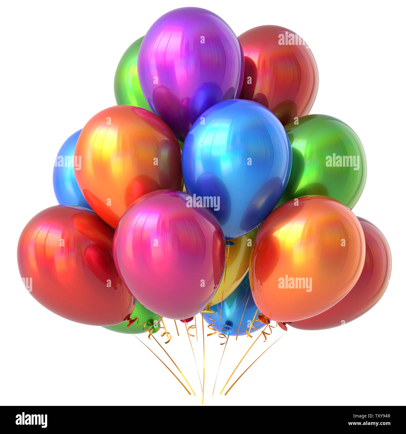 Happy birthday party balloons carnival decoration glossy colorful ...