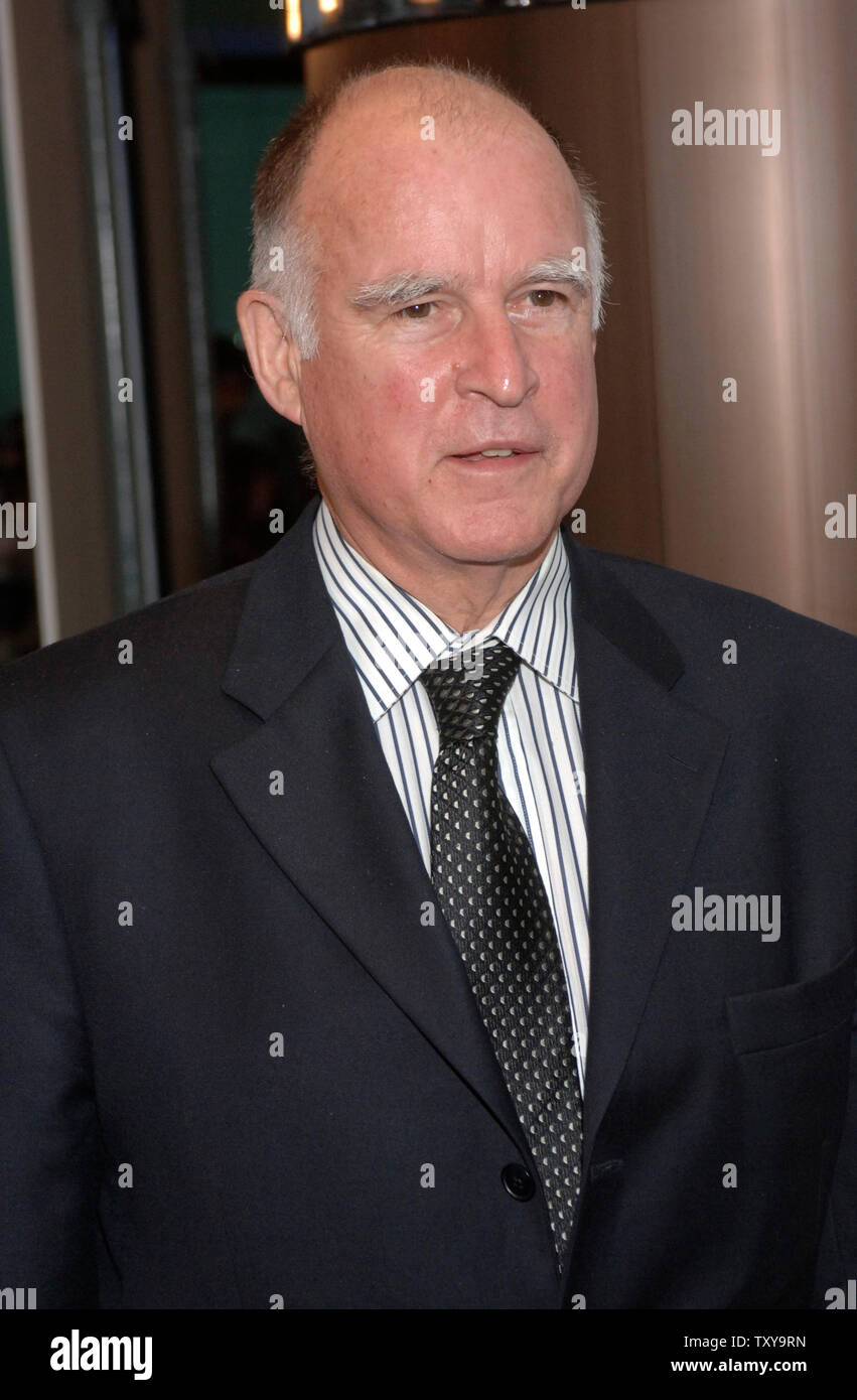 Former Governor Jerry Brown arrives for the Elle's Green Issue Launch ...