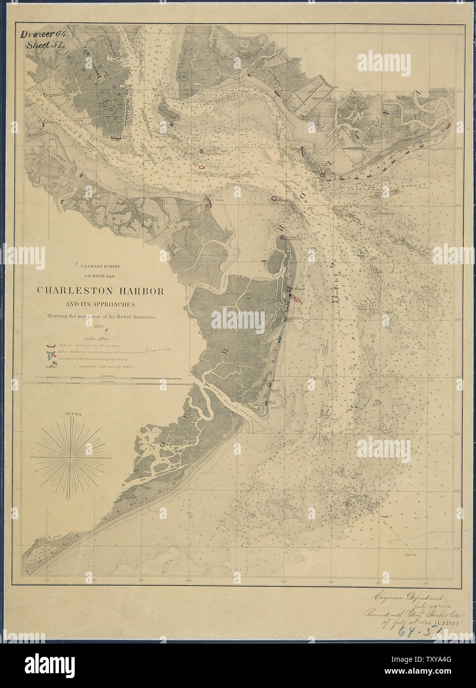 Charleston its approaches showing the positions of the rebel batteries ...