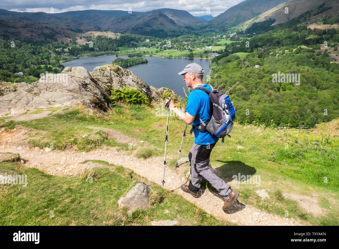 Hiking above Rydal Water,near,Ambleside,The Lake District,Lake District ...