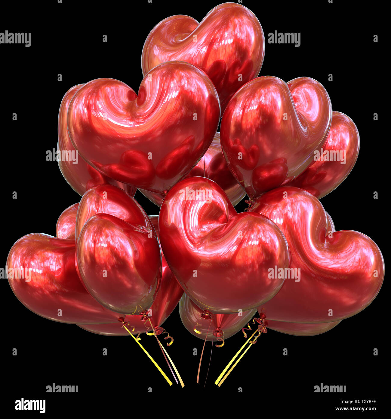 Red party balloons love heart shaped happy birthday event decoration ...