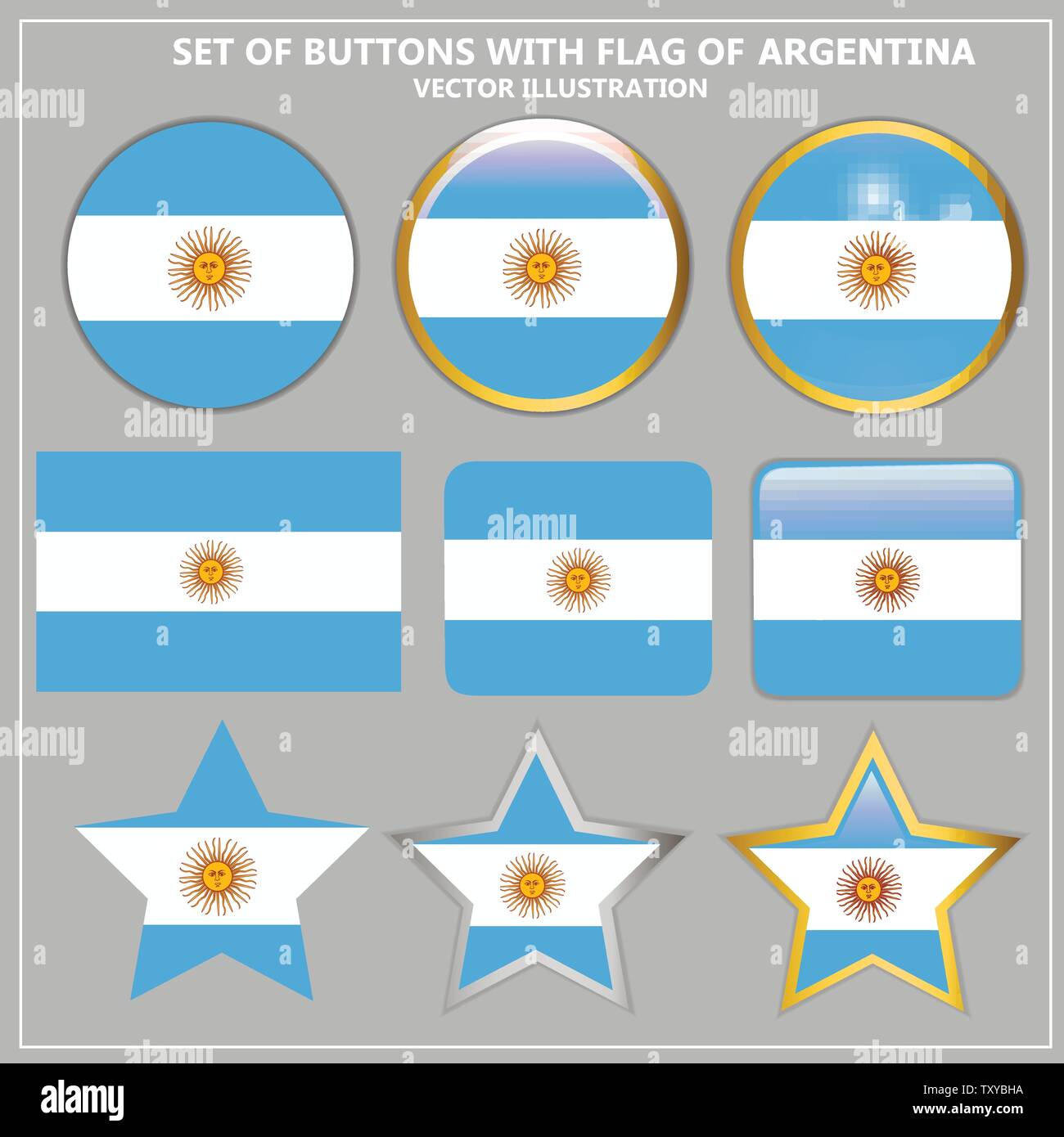 Set banners with flag of Argentina. Colorful buttons with flag for web ...