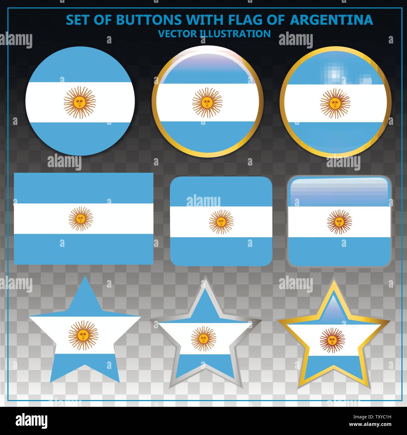 Set banners with flag of Argentina. Colorful buttons with flag for web ...