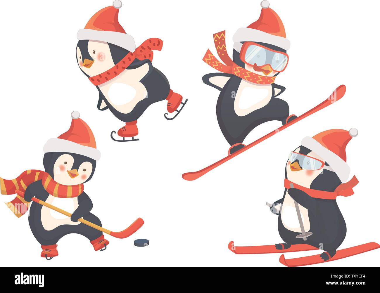Ice skating penguins Stock Vector Images - Alamy