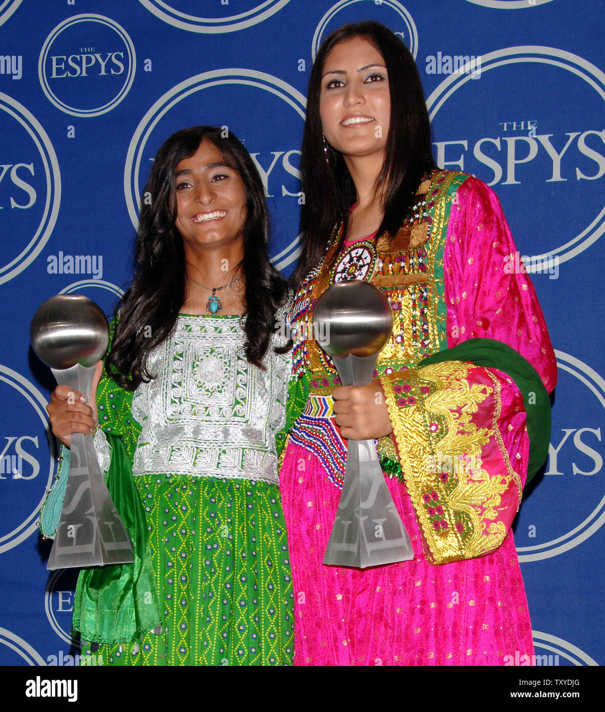 Rola Noor Ahman (L) and Shamila Abdul Wakil of Afghanistan appear ...