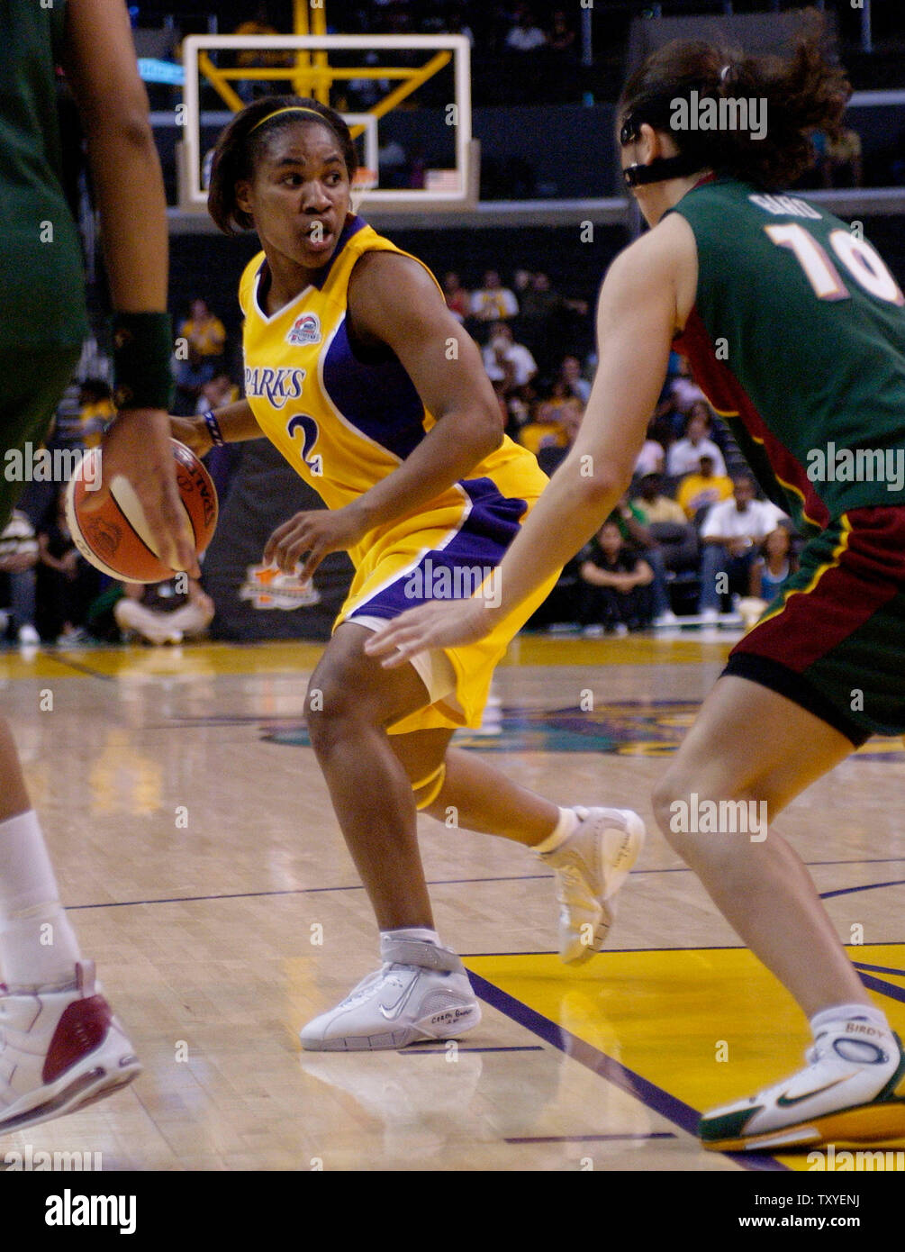 Los Angeles Sparks' Temeka Johnson looks to drive on Seattle Storm's ...