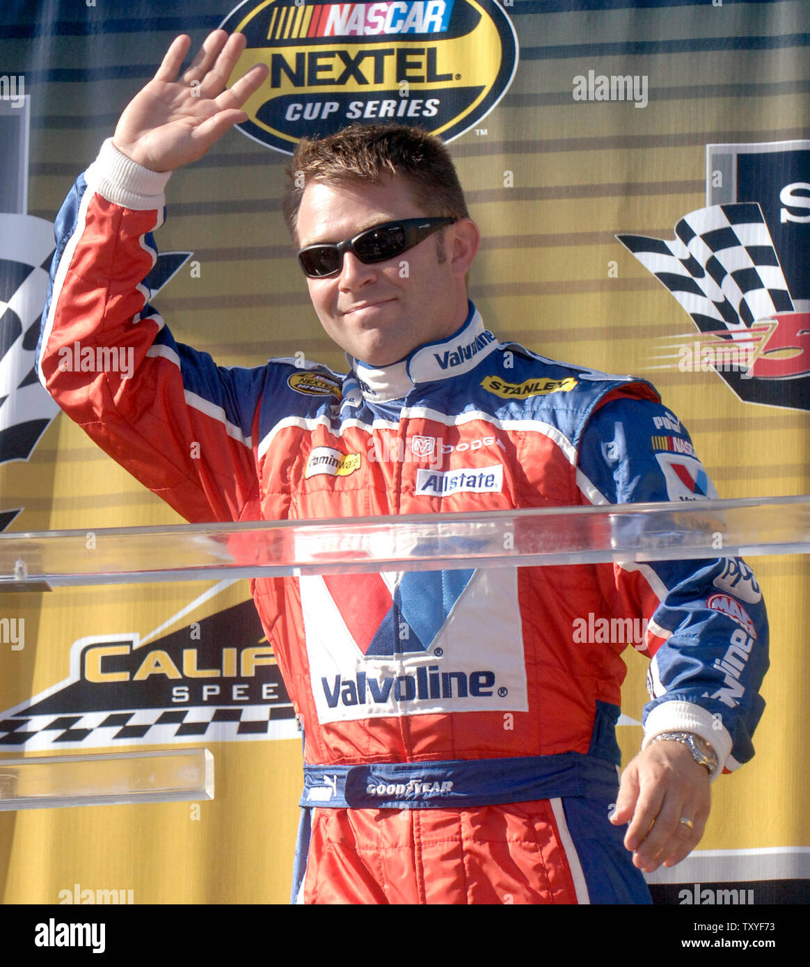 Driver Scott Riggs is introduced at the Nascar Sony HD 500 held at the ...