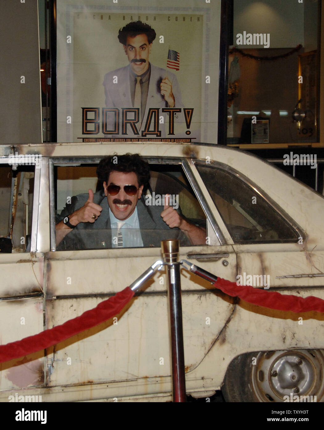 British actor Sacha Baron Cohen arrives in character as Borat, in a ...