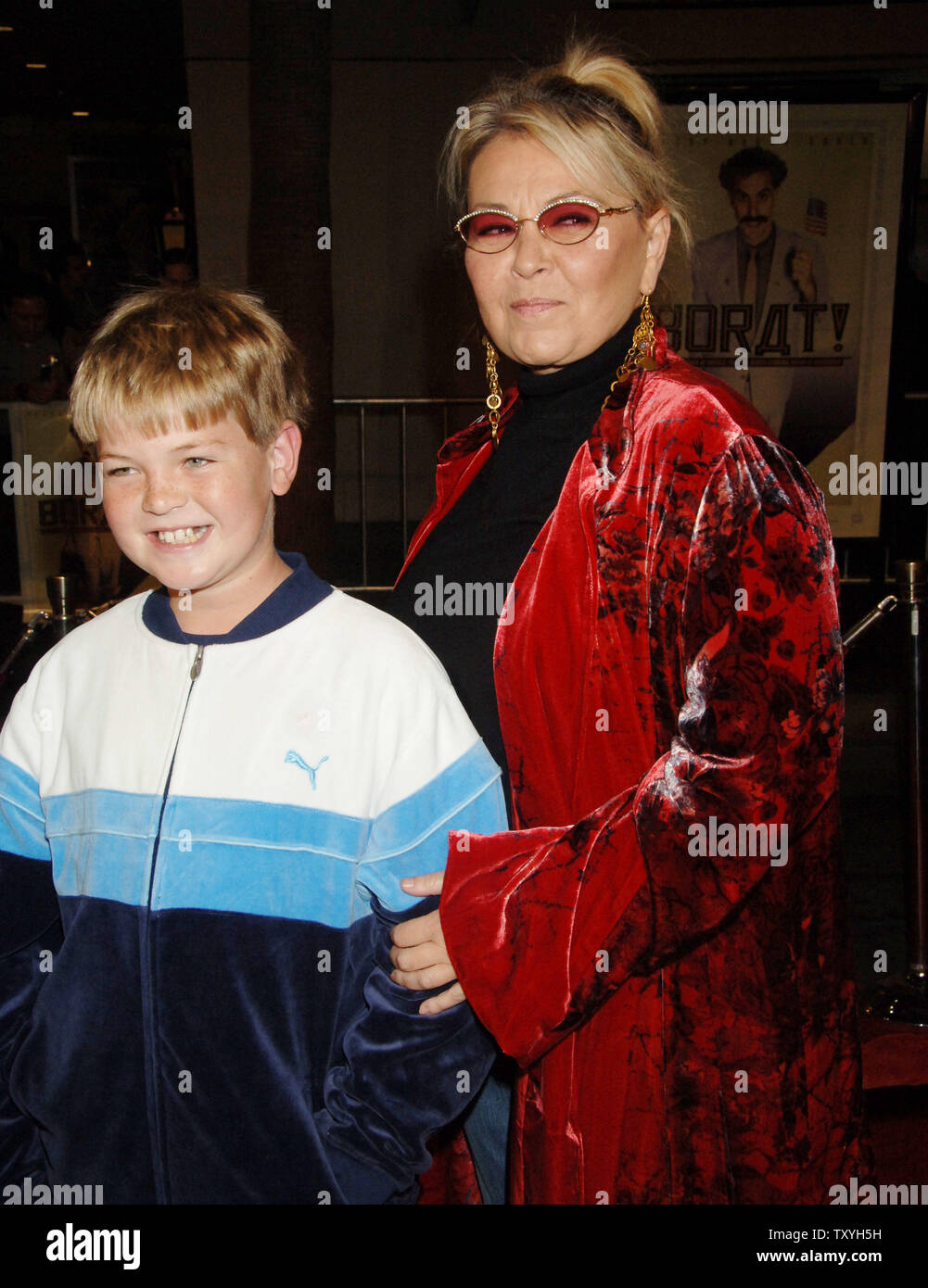 Comedian Roseanne Barr (R) and her son Buck arrive as guests for the U.S. premiere of the motion ...