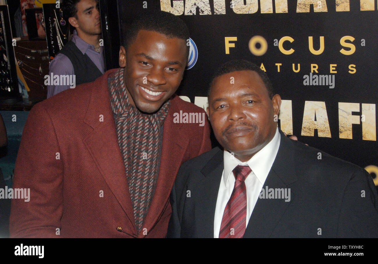 Cast member Derek Luke (L) smiles with Patrick Chamusso during the ...
