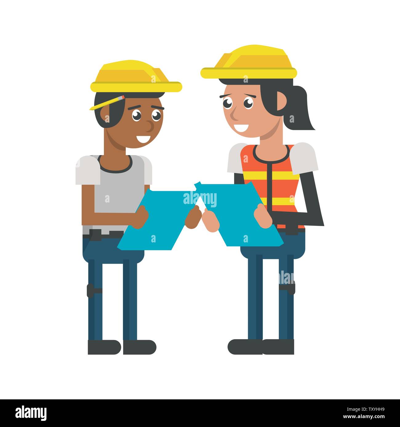 Construction engineer checking building Stock Vector Images - Alamy