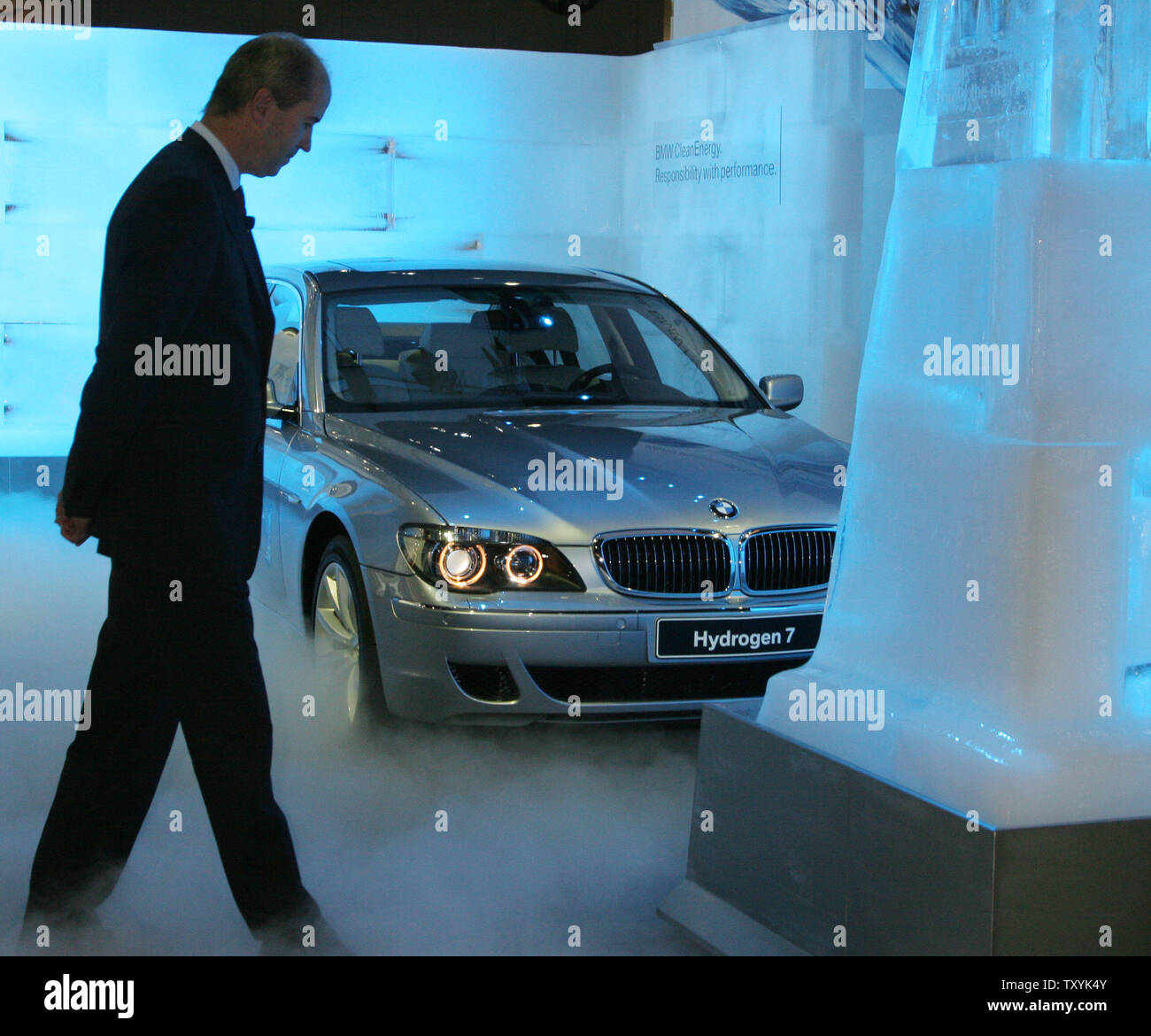 Michael Ganal, Board Member of BMW Group, approaches the new BMW ...