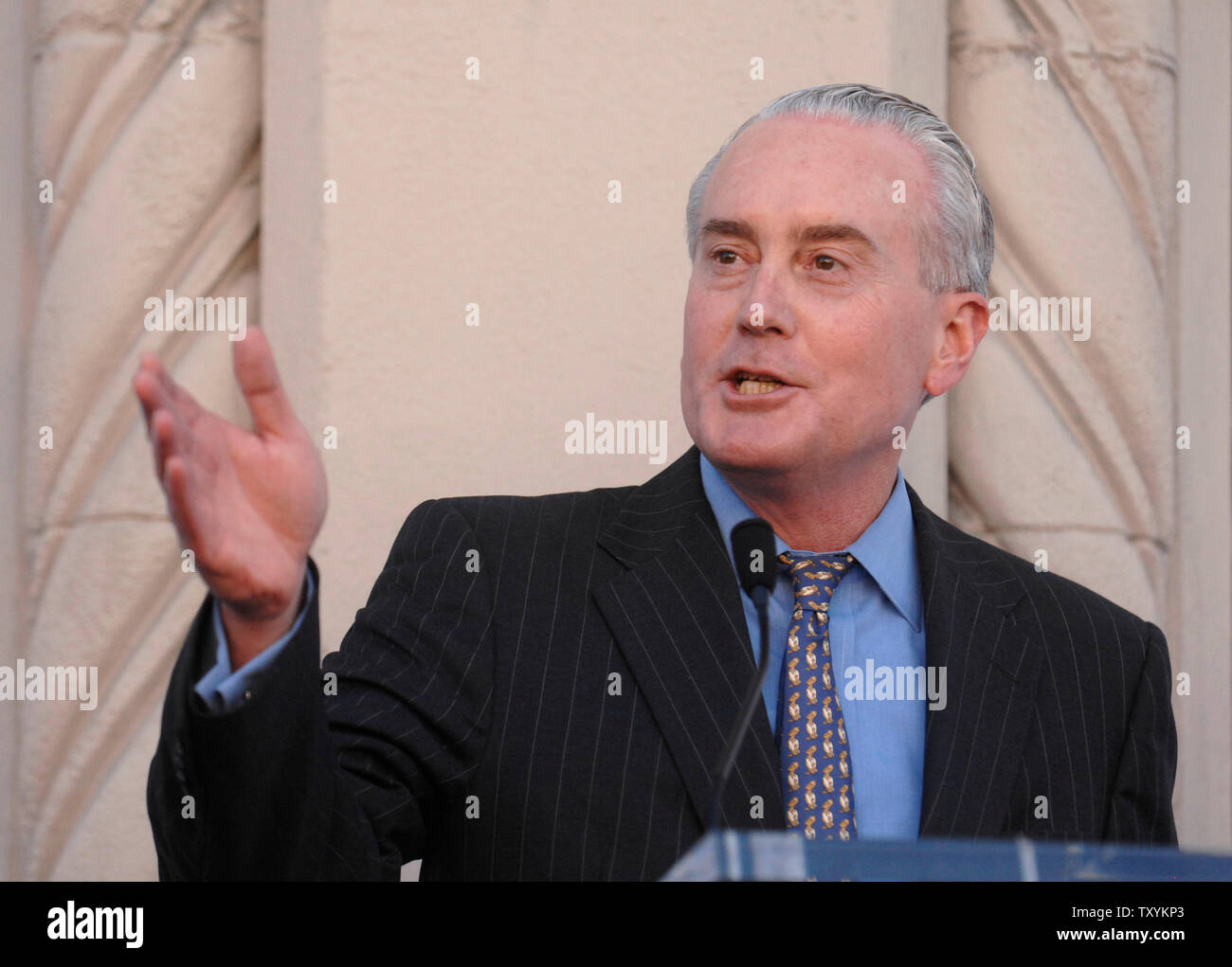 Los Angeles Times publisher David Hiller speaks as the Hollywood ...