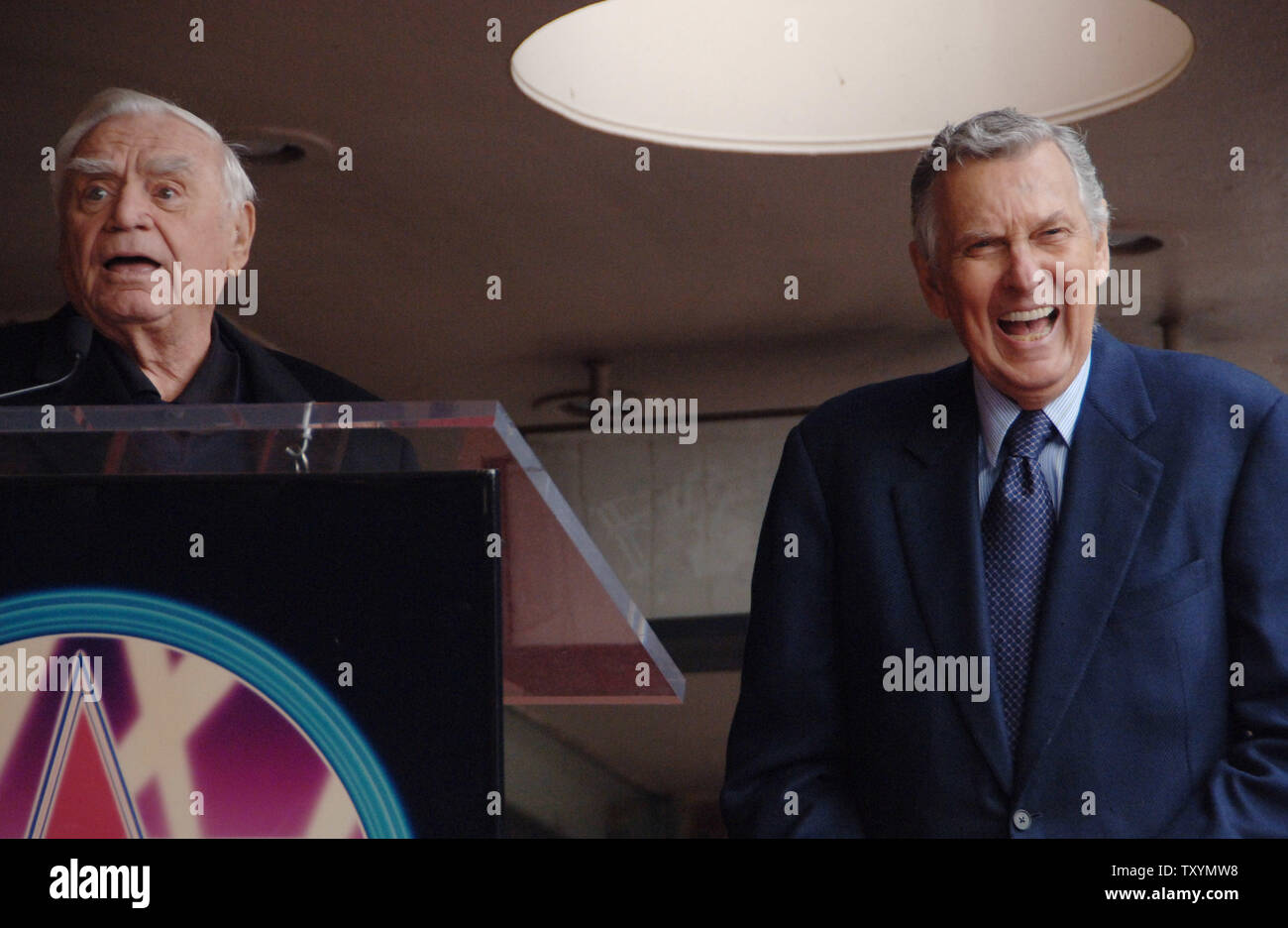 David Gerber (R), an Emmy and Peabody Award winner, reacts to comments ...