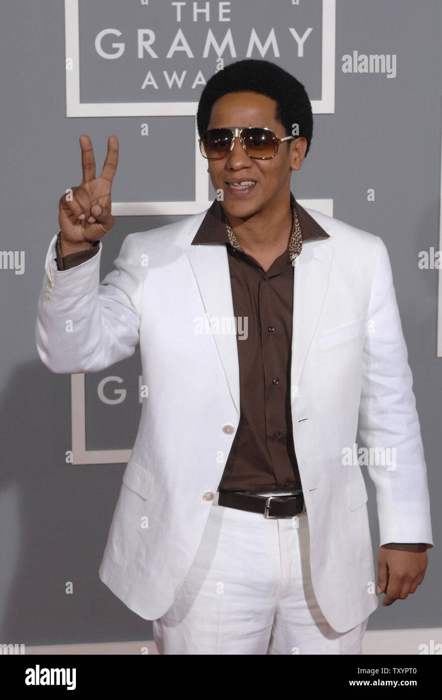 Tego Calderon arrives at the 49th annual Grammy Awards in Los Angeles ...
