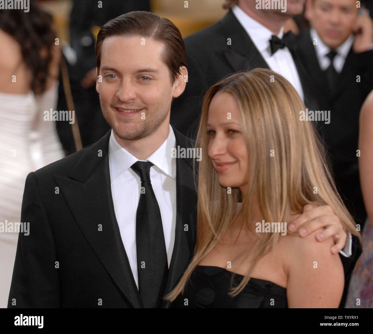 Actor Toby Maguire and his girlfriend Jennifer Meyer arrive for the ...