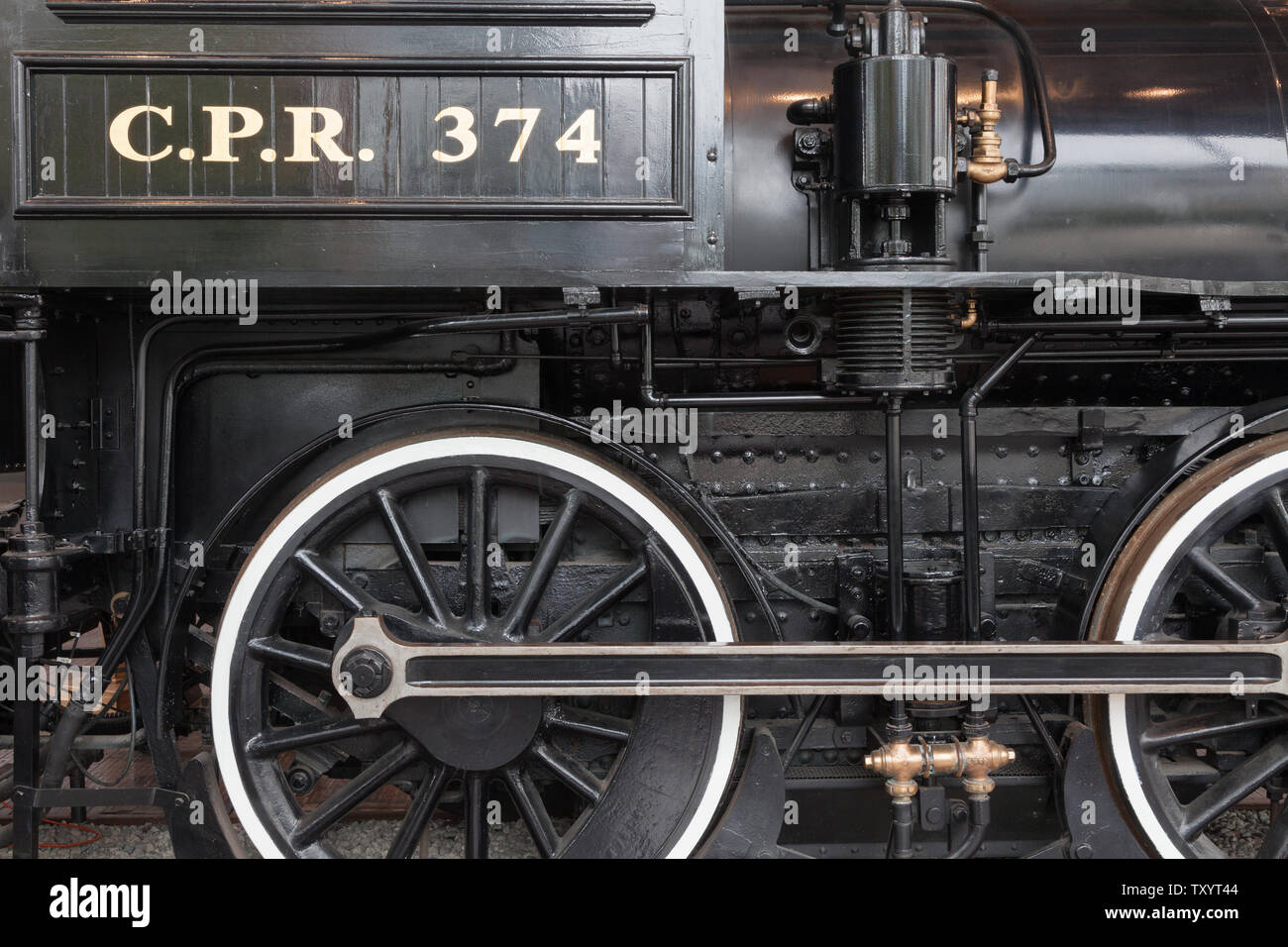 Restored locomotive No 374 of the Canadian Pacific Railway which was ...