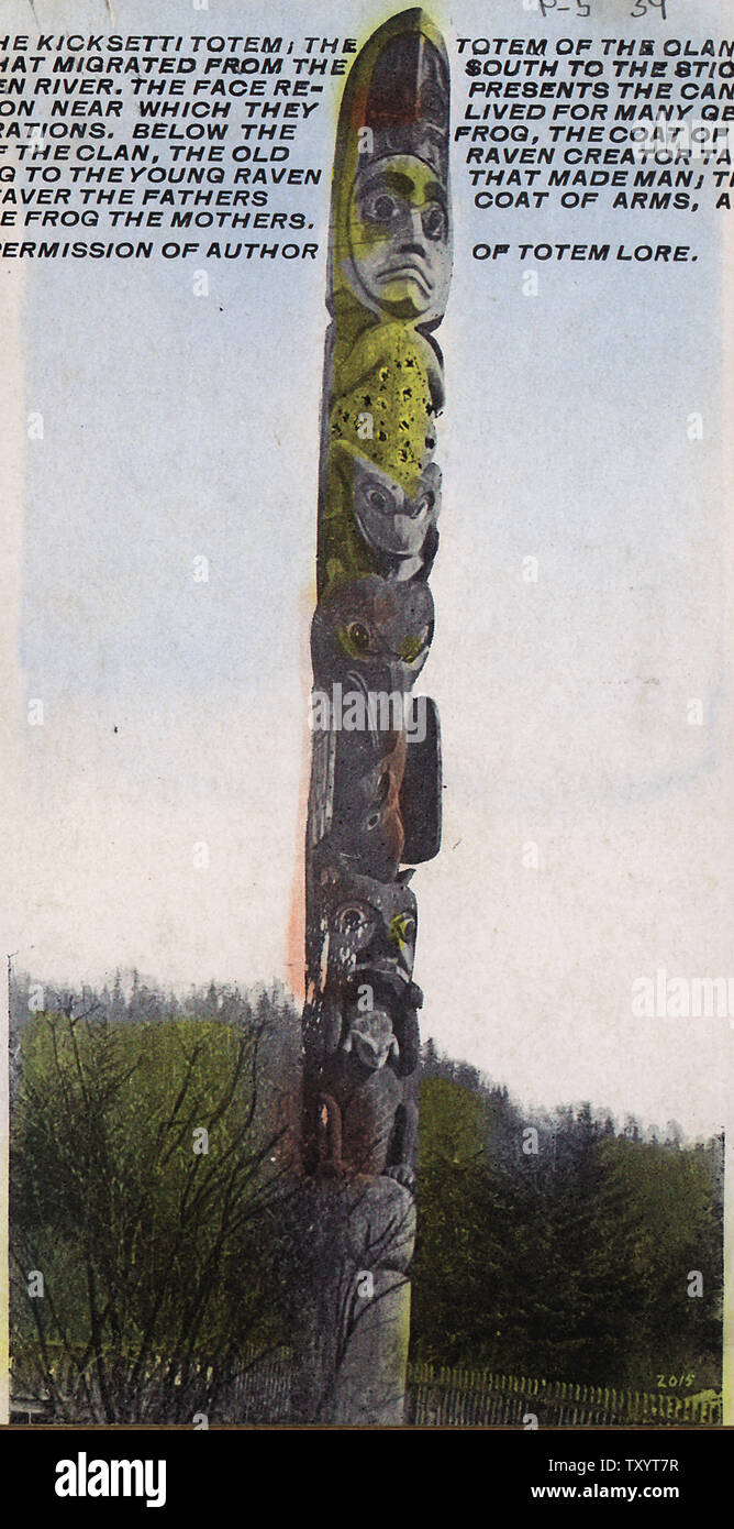 Color post card. The Kicksetti Totem.; Scope and content: Text on Card ...