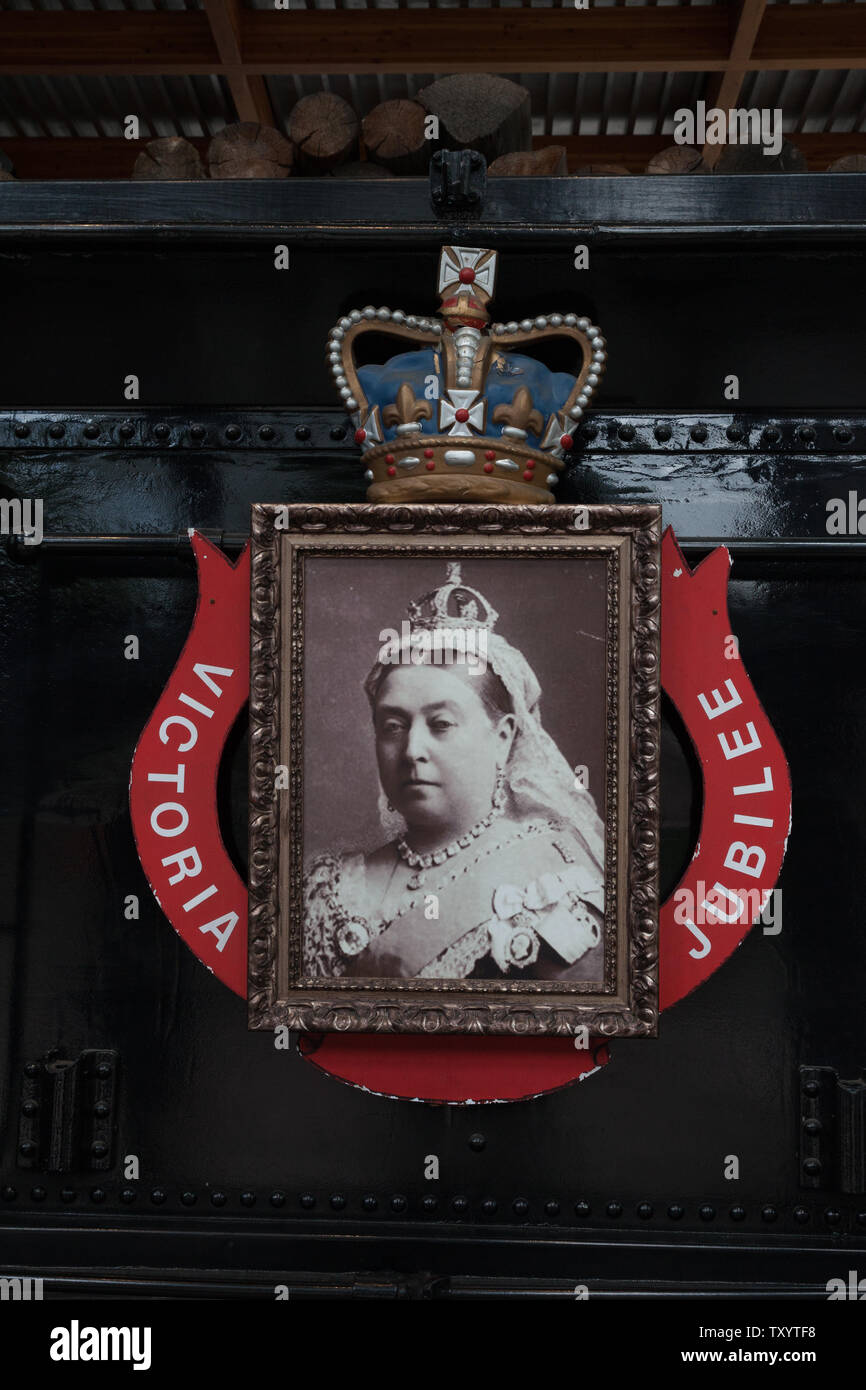 Picture of Queen Victoria mounted on the back of the wood tender of CPR ...