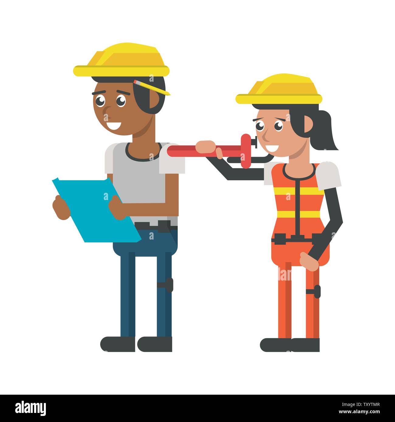 Construction workers with tools cartoons Stock Vector Image & Art - Alamy