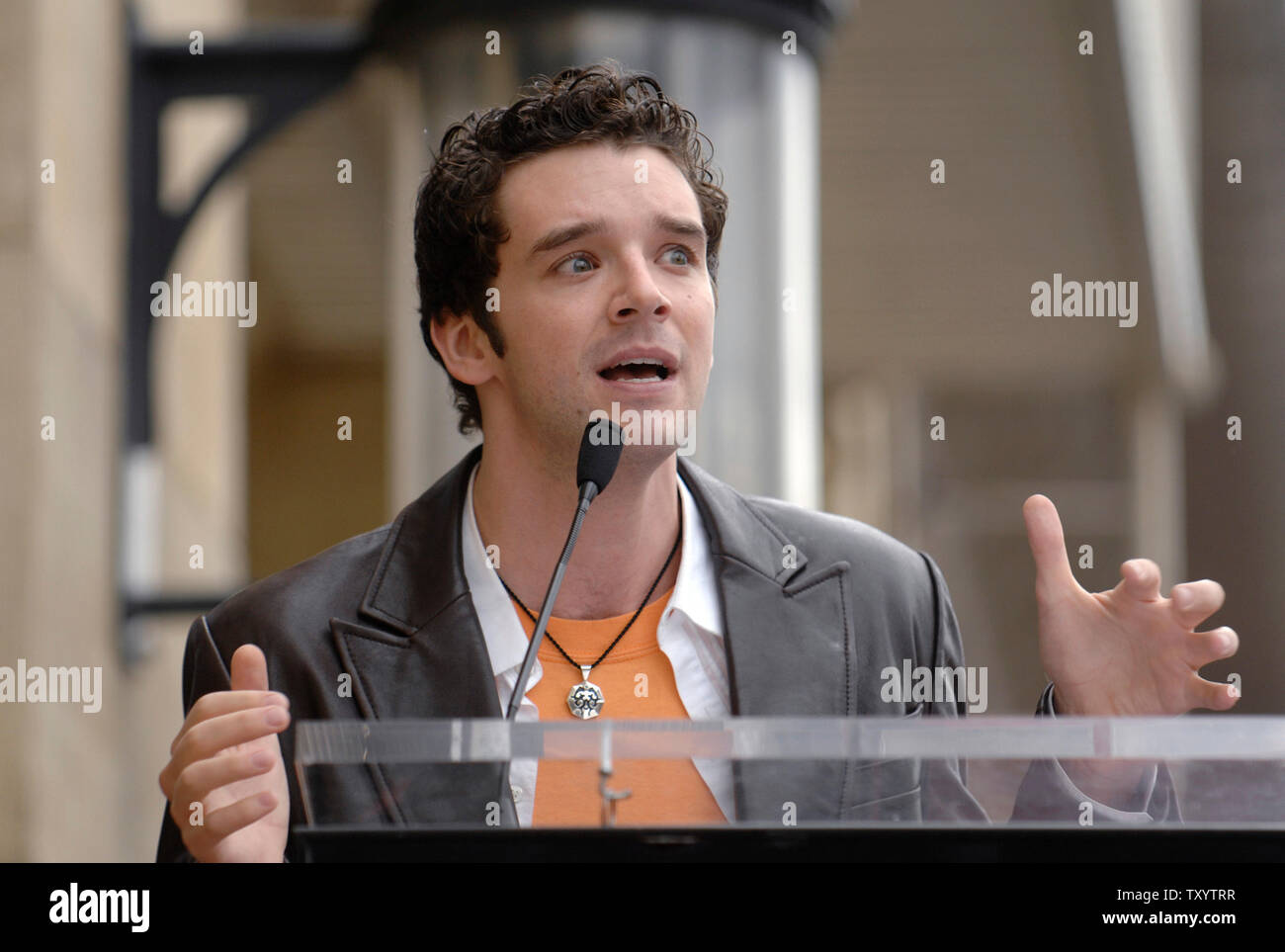Actor Michael Urie speaks at a ceremony where actress Vanessa Williams ...