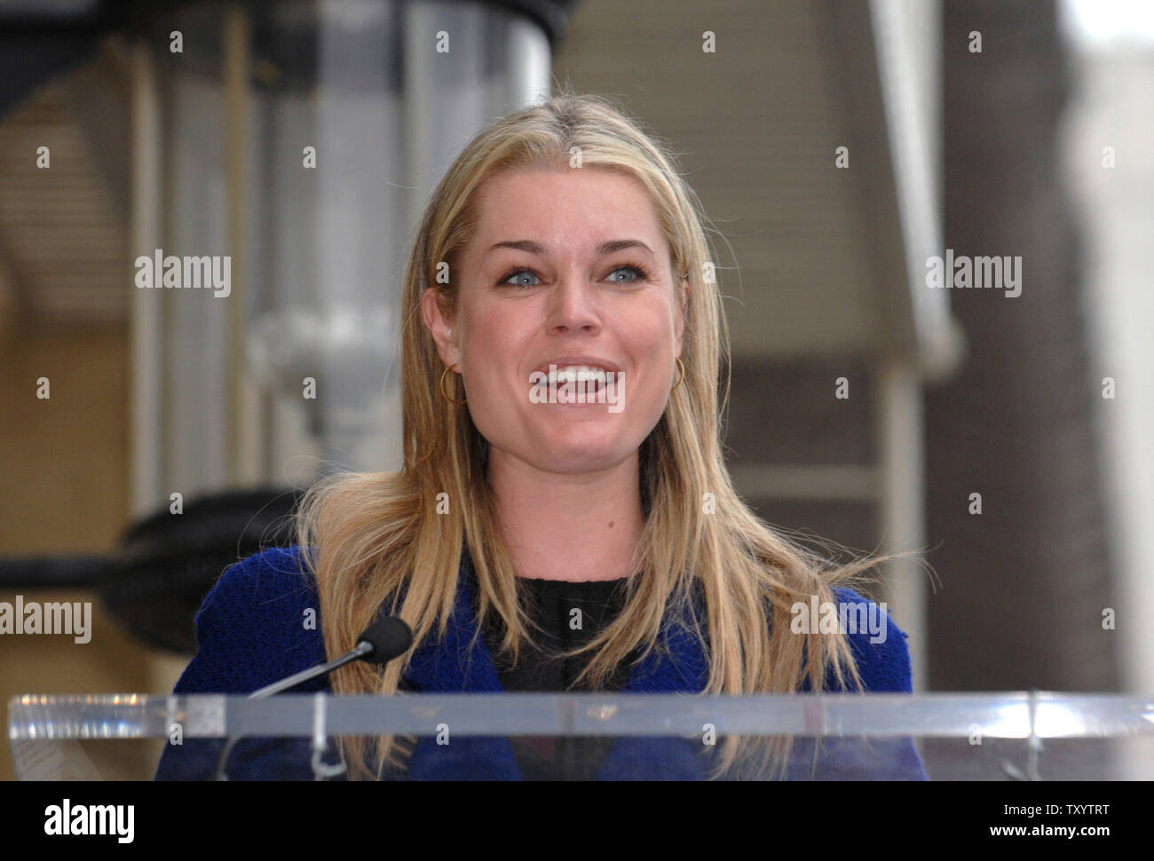 Actress Rebecca Romijn speaks at a ceremony where actress Vanessa ...