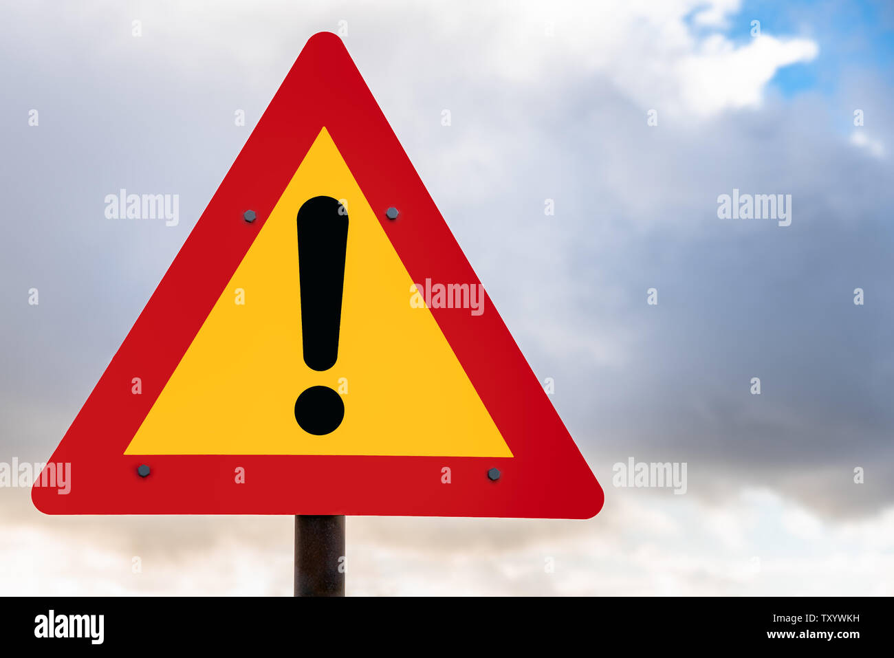 Road sign warning hazard ahead hi-res stock photography and images - Alamy