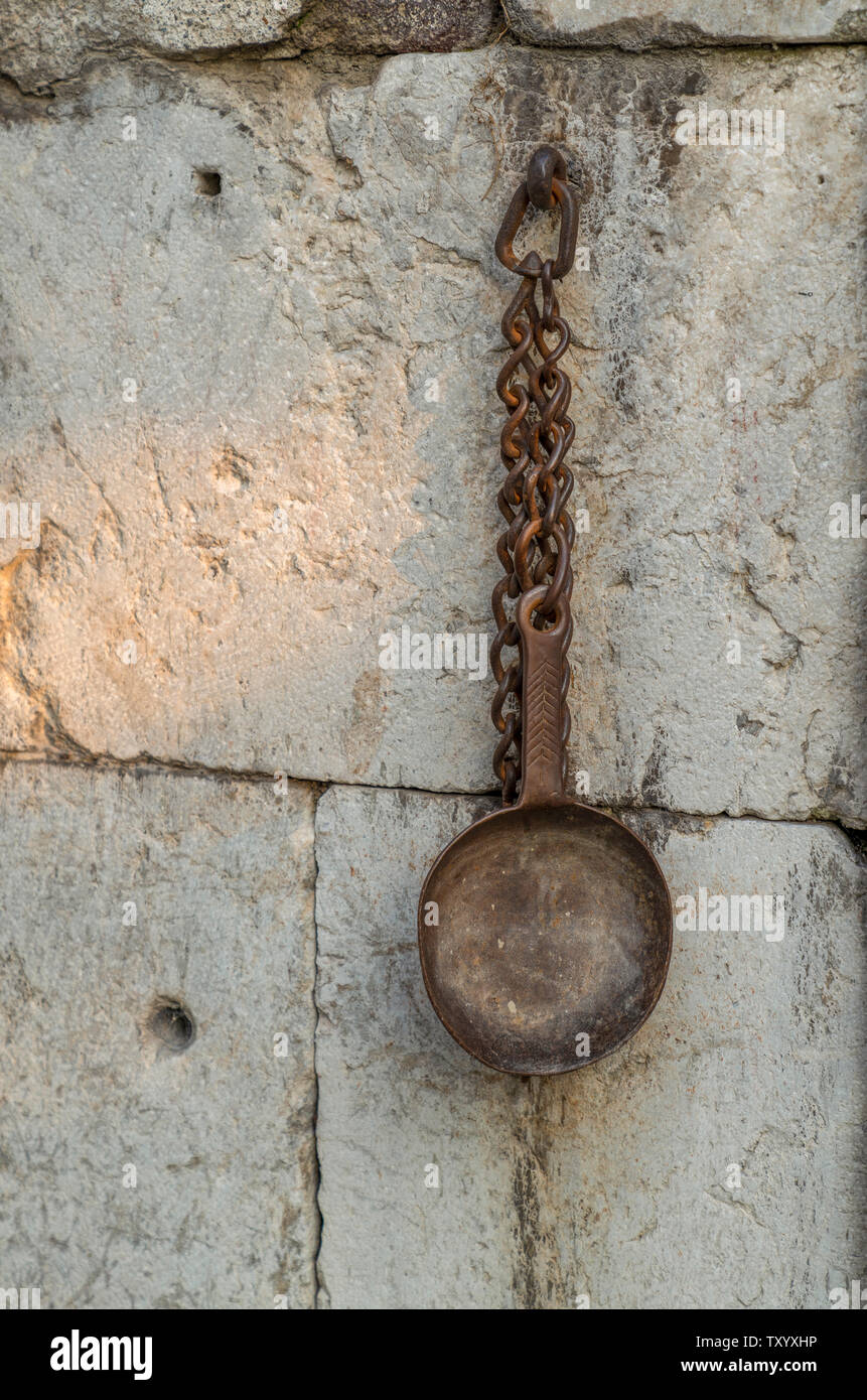 A beautiful metal water tap in a street of Istanbul, Turkey. Turkish ...
