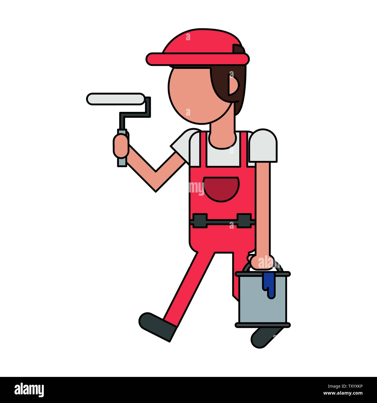 Construction worker smiling cartoon isolated faceless Stock Vector ...