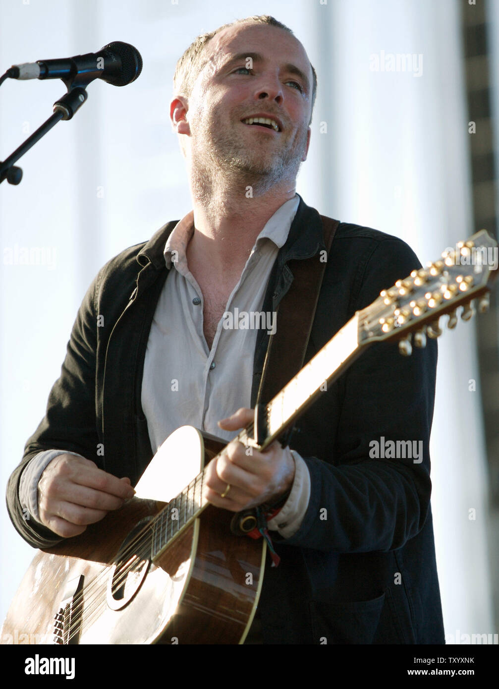 Fran Healy lead singer of Travis plays the guitar during the second day ...