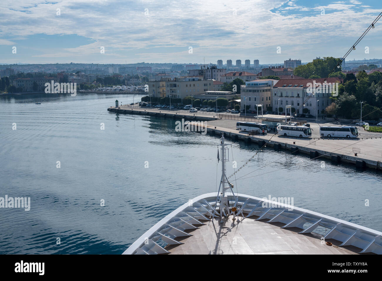 Cruise ship approaching dock at Port of Zadar in Croatia Stock Photo ...
