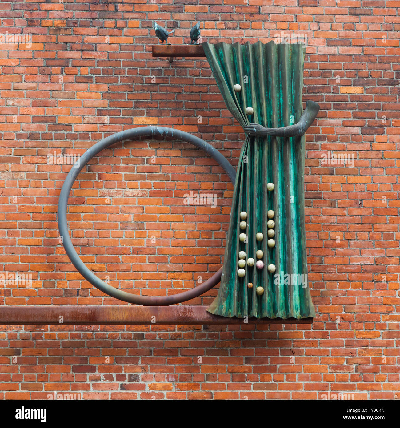 Public wall art mounted on the side of the heritage railway Roundhouse ...
