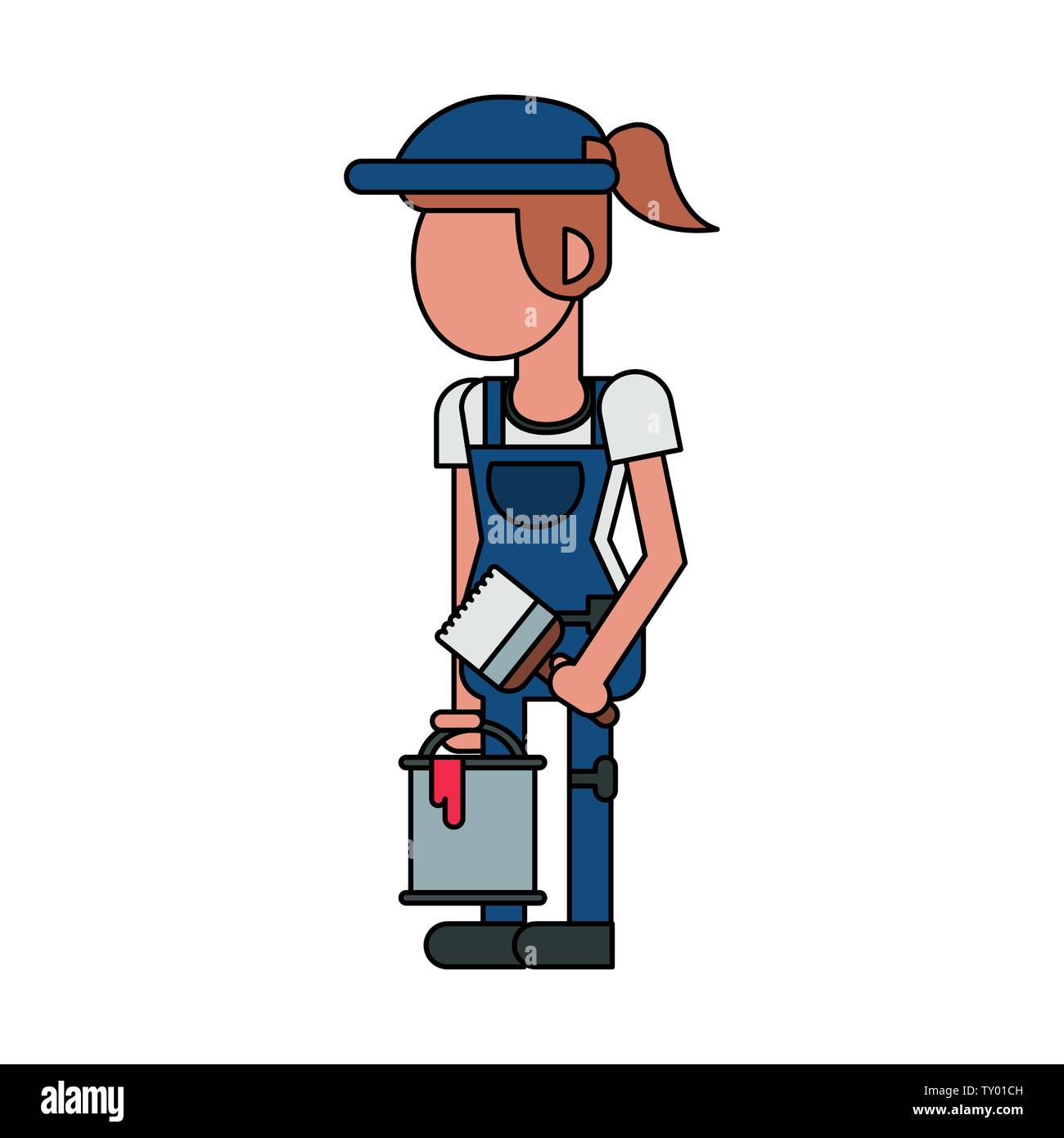 Construction worker smiling cartoon isolated faceless Stock Vector ...