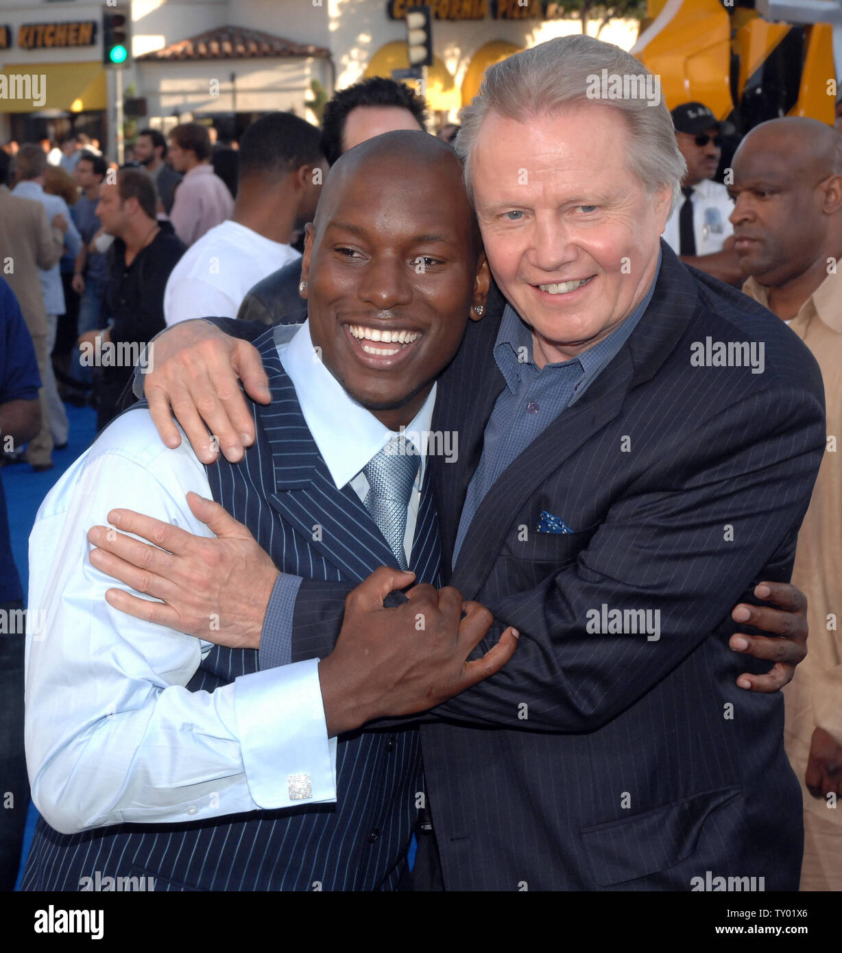 Actors Tyrese Gibson (L) and Jon Voight, cast members in the sci-fi action adventure motion ...