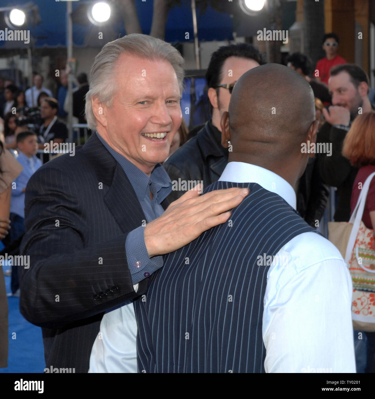 Actors Tyrese Gibson (R) and Jon Voight, cast members in the sci-fi action adventure motion ...