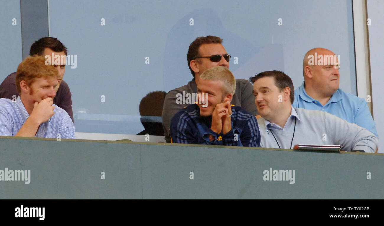 Los Angeles Galaxy President and General Manager Alexi Lalas (L) sits ...