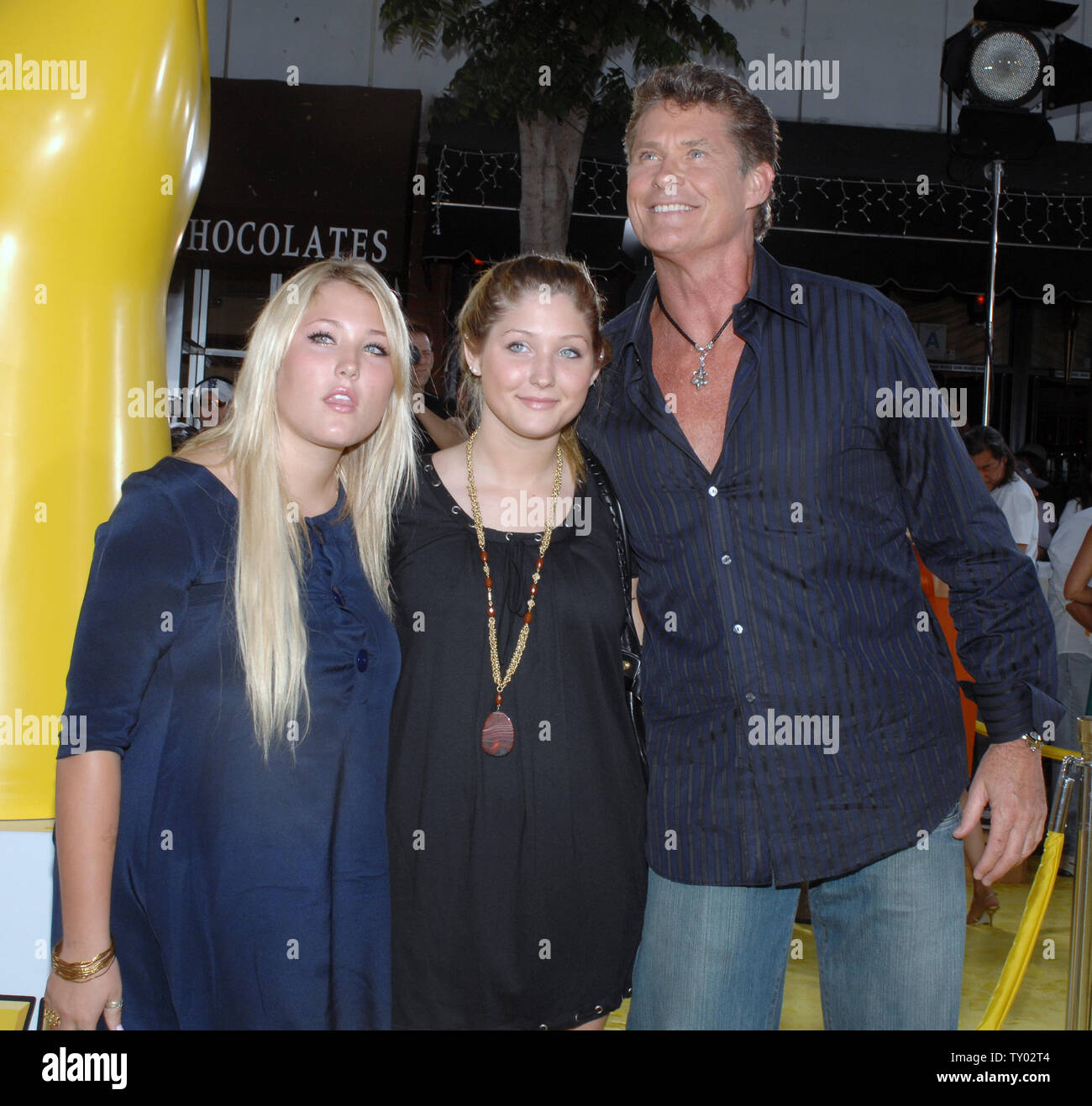 David Hasselhoff (R) and his daughters Hayley (L) and Taylor (C) arrive ...