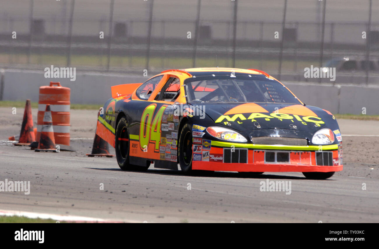 Driver Dennis Dyer runs practice laps for the NASCAR Grand National ...