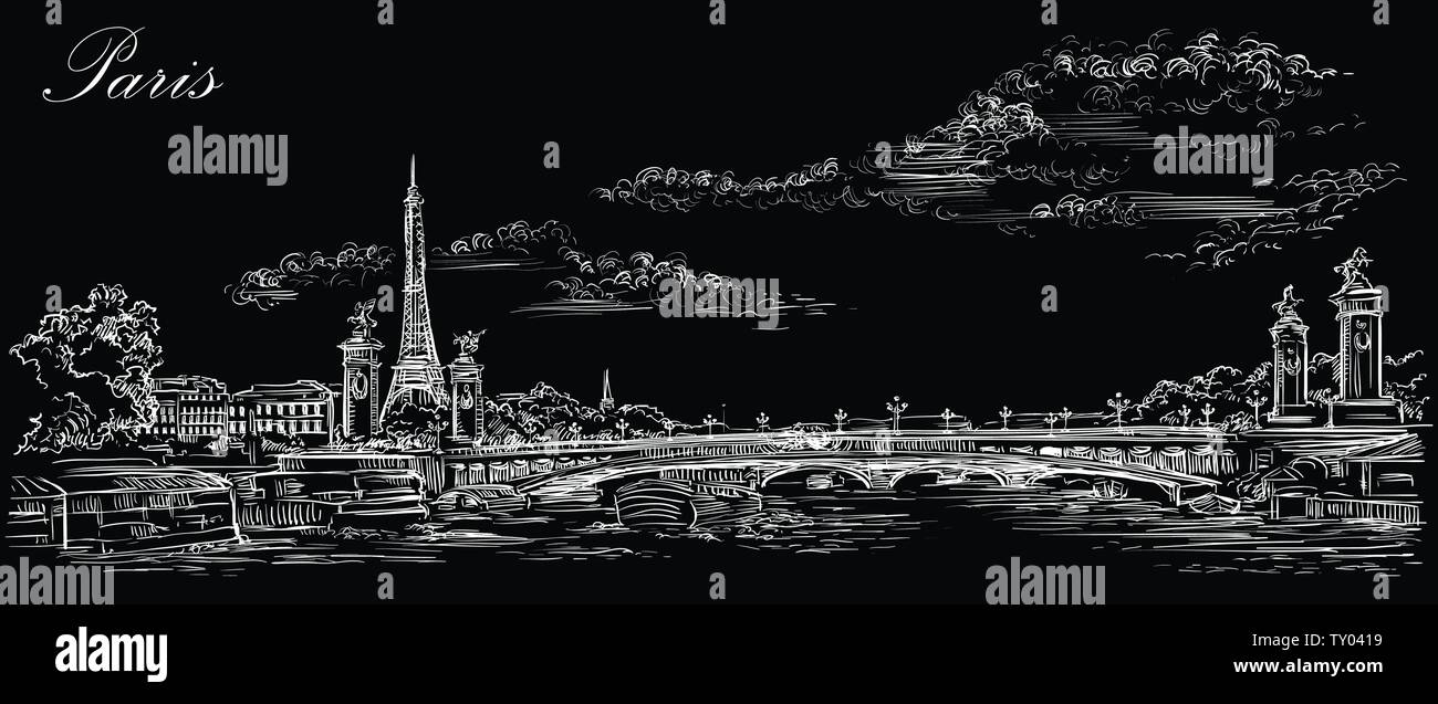 Pont alexandre iii black white Stock Vector Images - Alamy