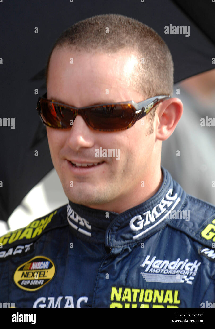 Driver Casey Mears gets ready for the start of the NASCAR Sharp AQUOS ...