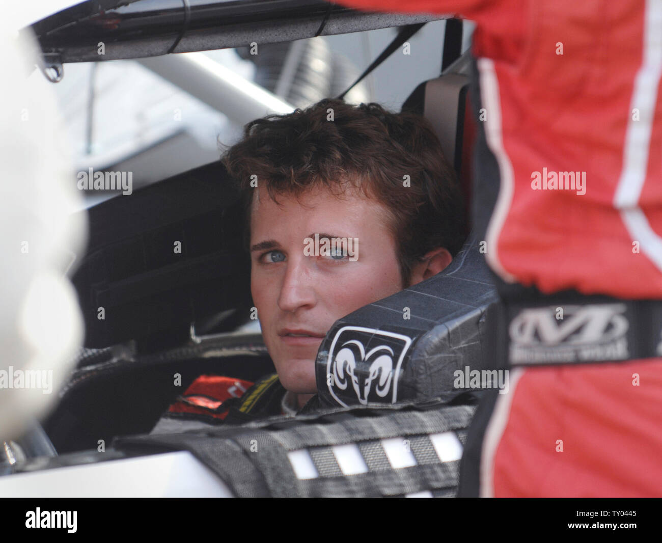 Drivers Kasey Kahne gets ready for the start of the NASCAR Sharp AQUOS ...