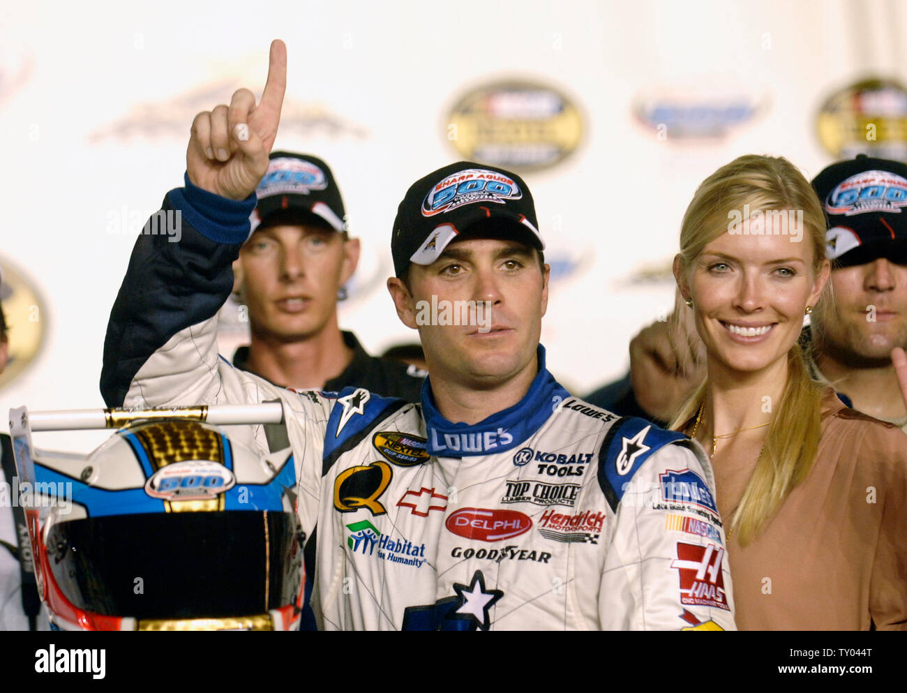 Jimmie Johnson (L) with wife Chandra Janway, is the winner of the ...
