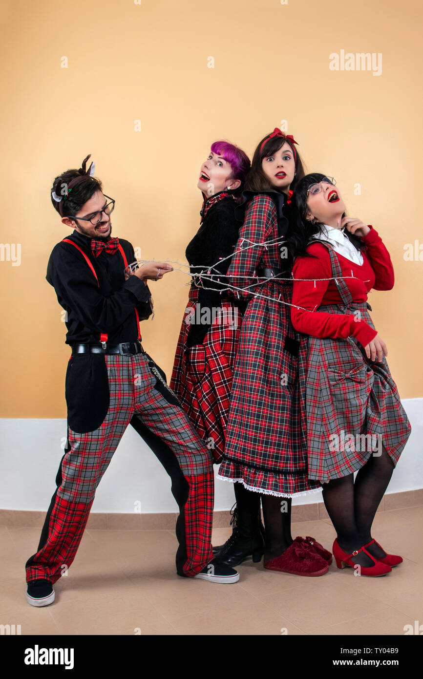 Woman trouble christmas lights hi-res stock photography and images - Alamy
