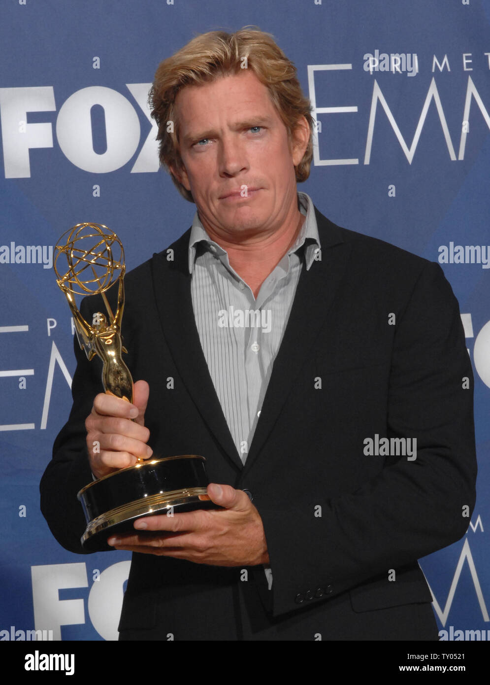 Thomas Hayden Church displays his Emmy for work on 'Broken Trail' at ...