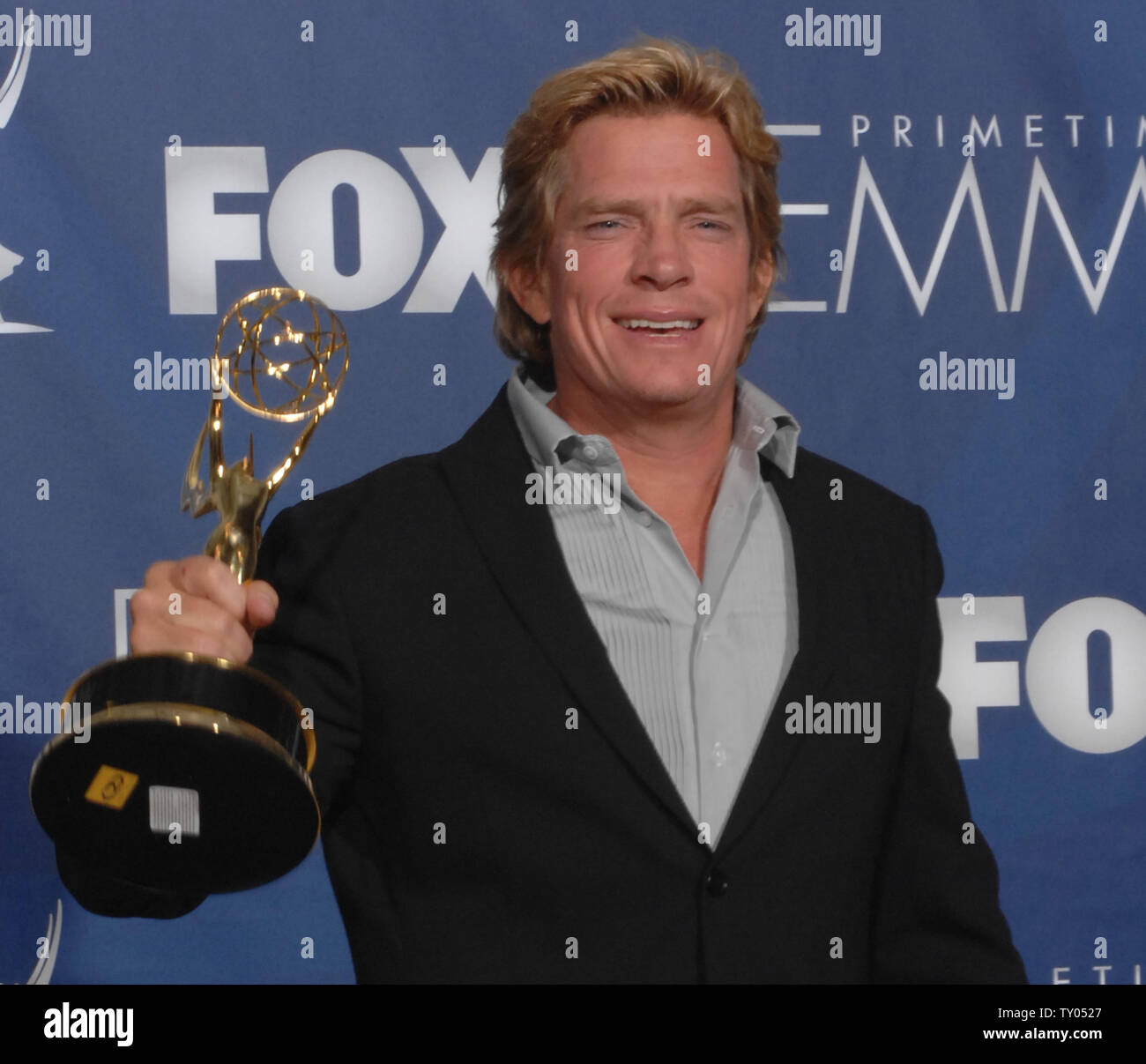 Thomas Hayden Church displays his Emmy for work on 'Broken Trail' at ...